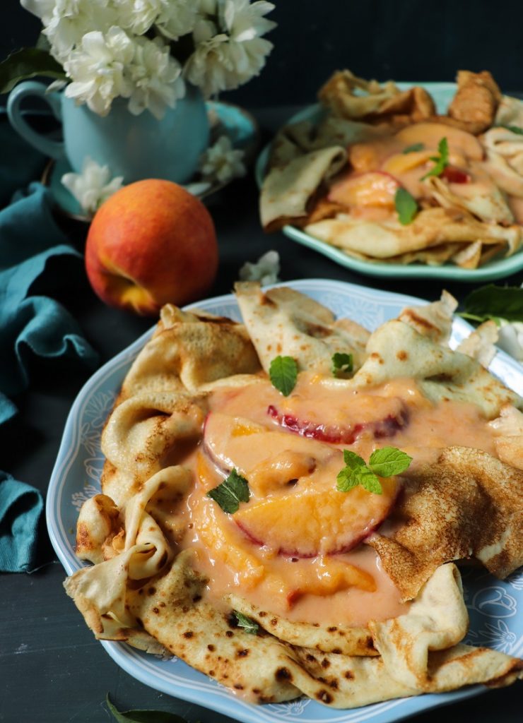 Peaches and Cream Crêpes - Havoc In The Kitchen
