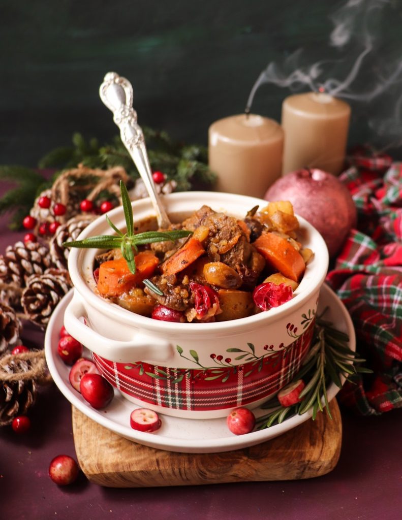 Christmas Duck Stew (With chestnuts, cranberries, and prosciutto)