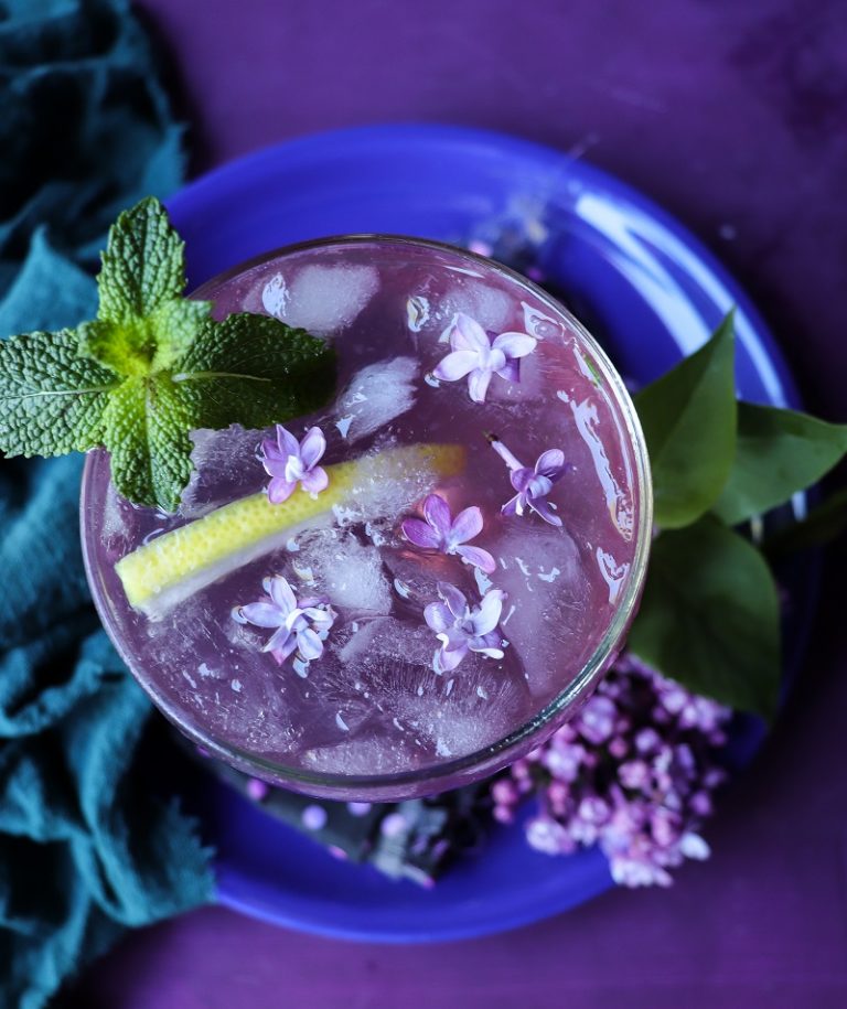Lilac Empress Gin Cocktail with Lilac Syrup and Vanilla