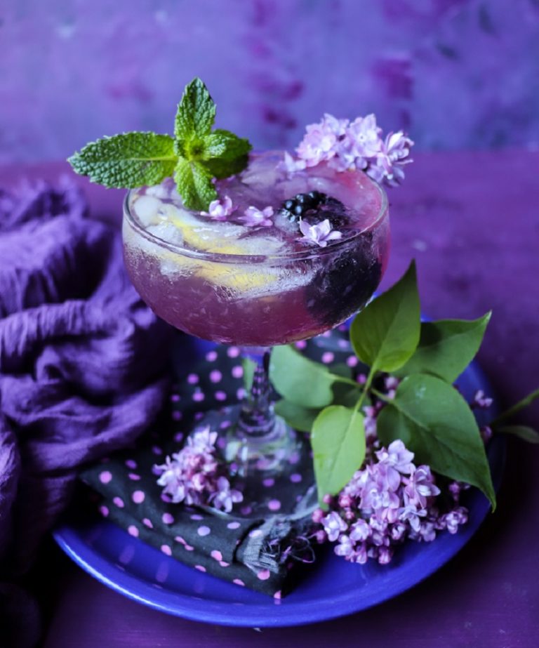 Lilac Empress Gin Cocktail with Lilac Syrup and Vanilla