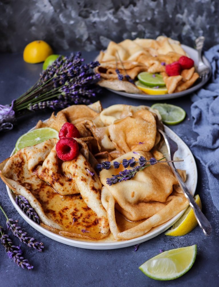 Crêpes with Lavender Citrus Sauce (With Rum)