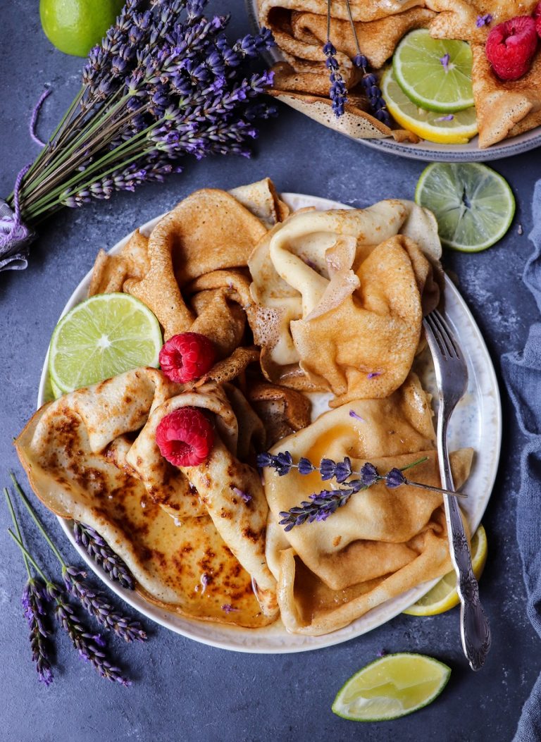Crêpes with Lavender Citrus Sauce (With Rum)
