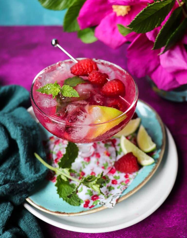 Raspberry Rose Gin Cocktail with Chambord