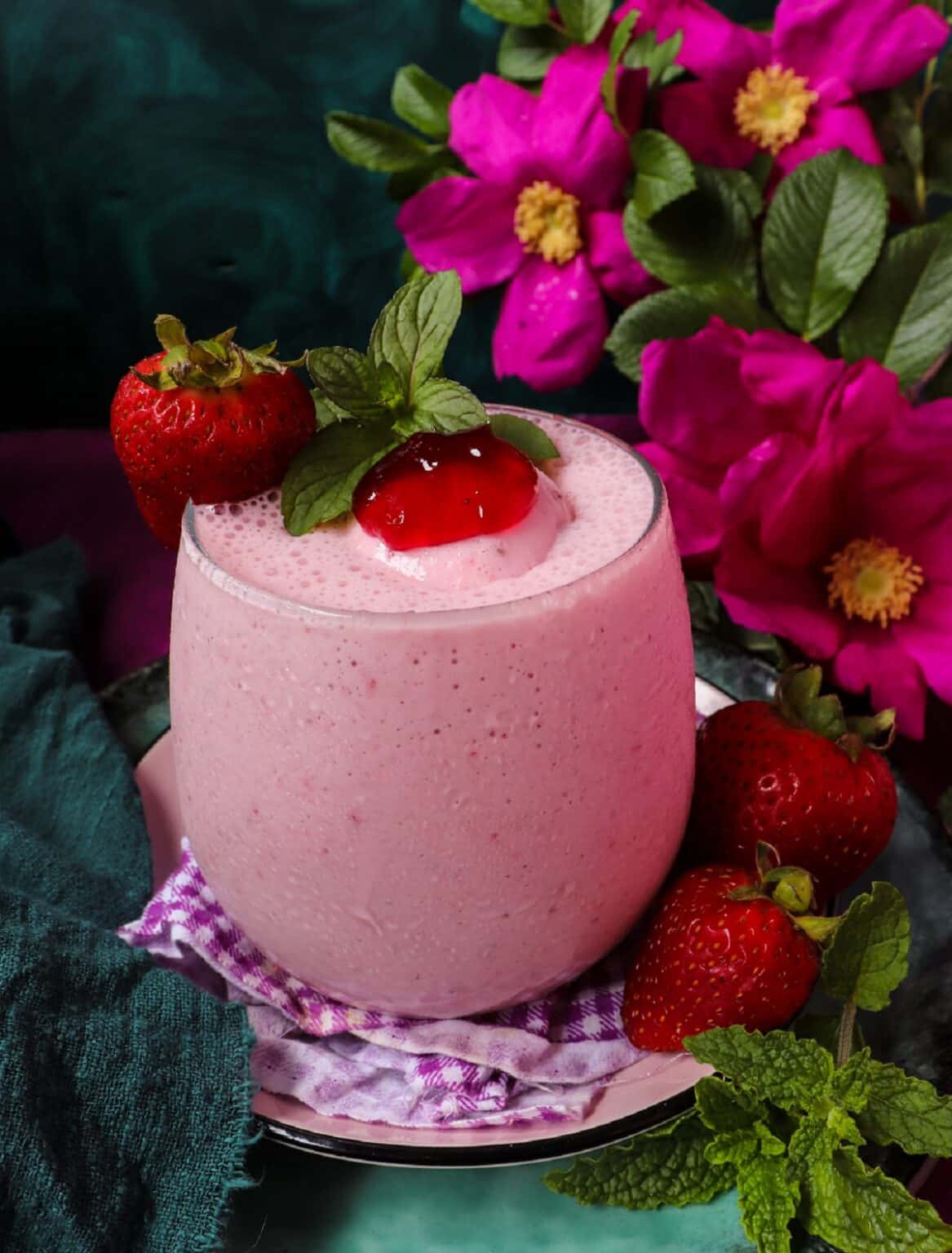 Strawberry Rose Milkshake (With Rose Petal Jam)