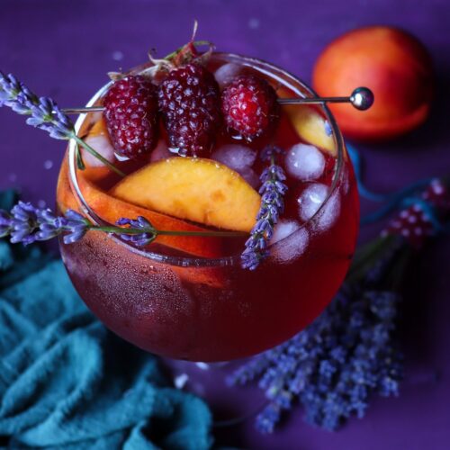 Lavender Peach Raspberry Sangria | Havoc in the Kitchen