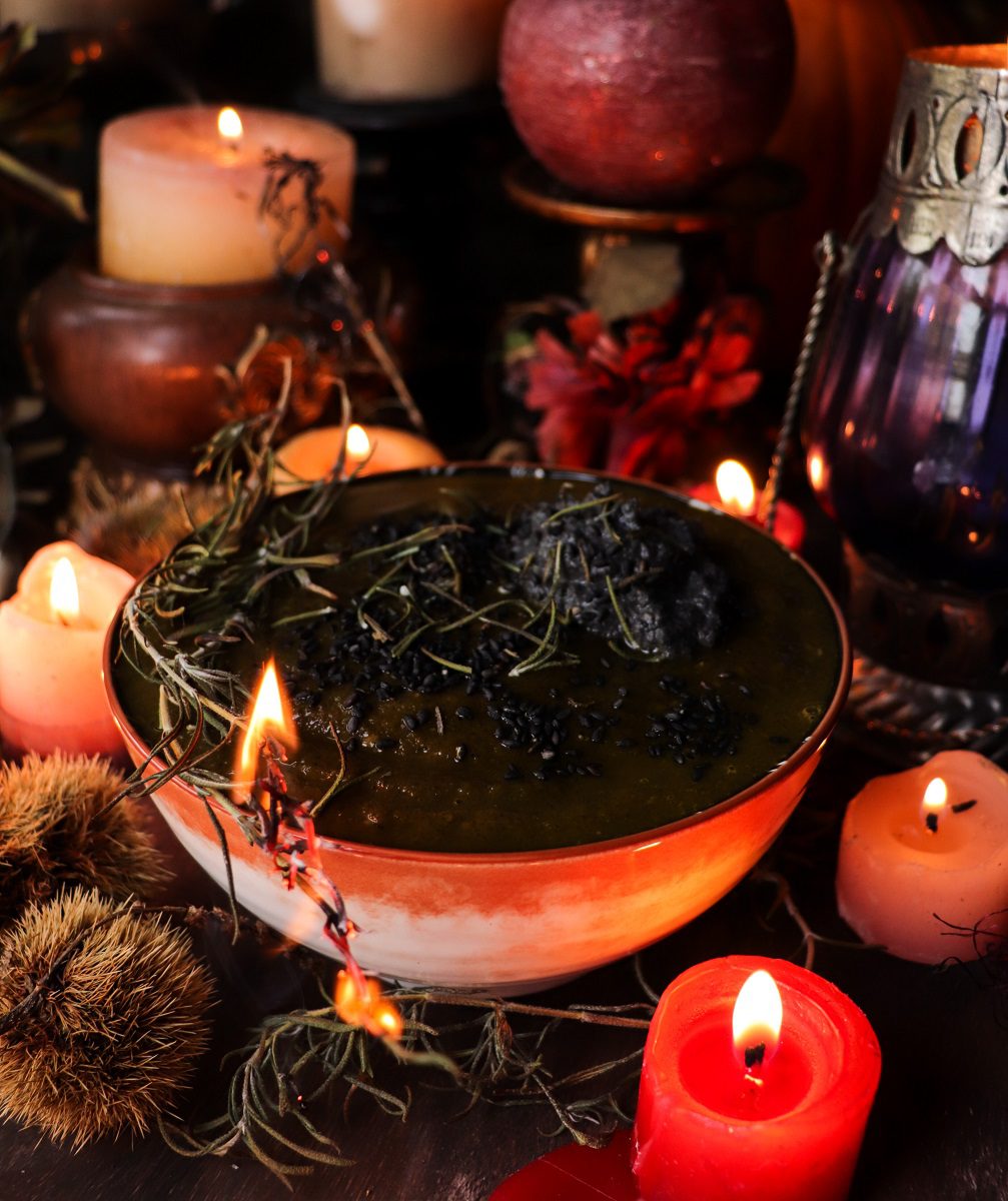 Black Sesame Seed Vegetable Soup (Halloween Soup)