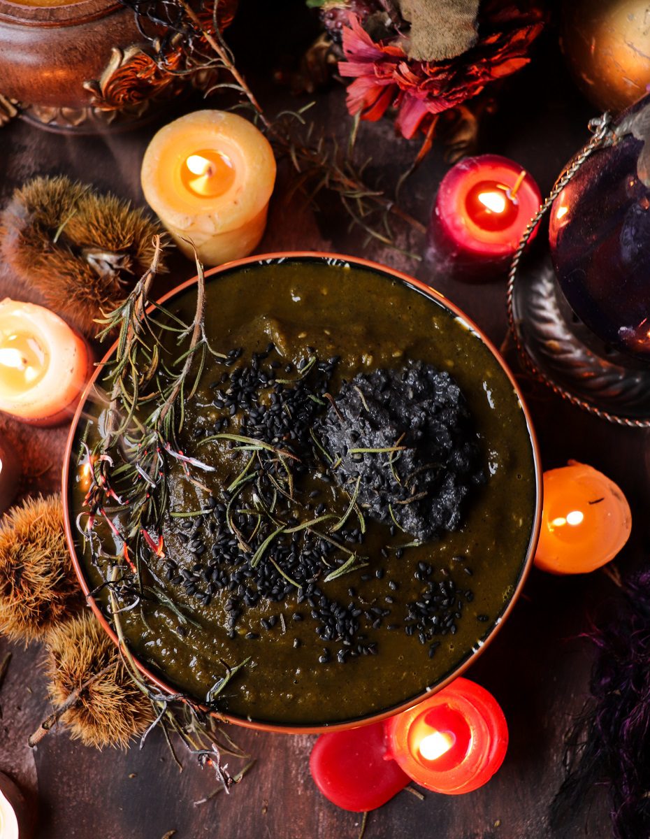 Black Sesame Seed Vegetable Soup (Halloween Soup)