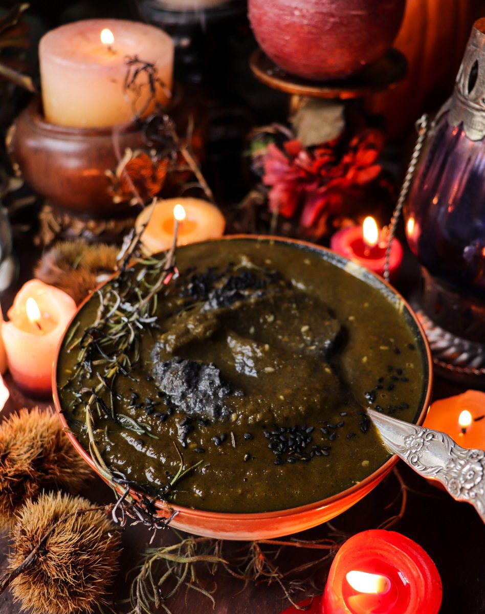 Black Sesame Seed Vegetable Soup (Halloween Soup)