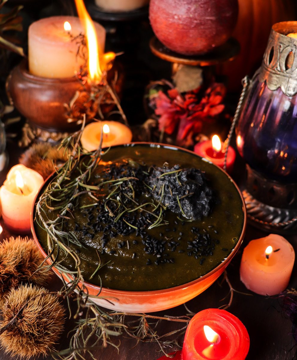 Black Sesame Seed Vegetable Soup (Halloween Soup)