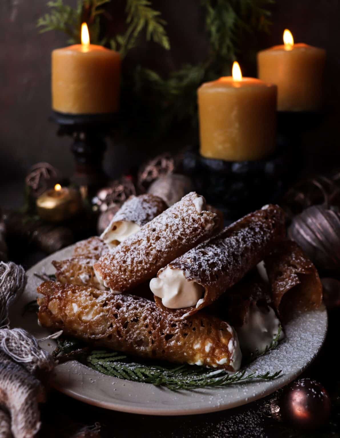 Festive Brandy Snaps with Brandy Whipped Cream