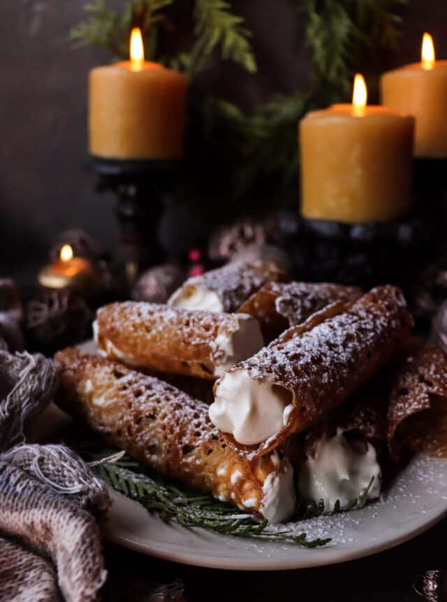 Festive Brandy Snaps with Brandy Whipped Cream