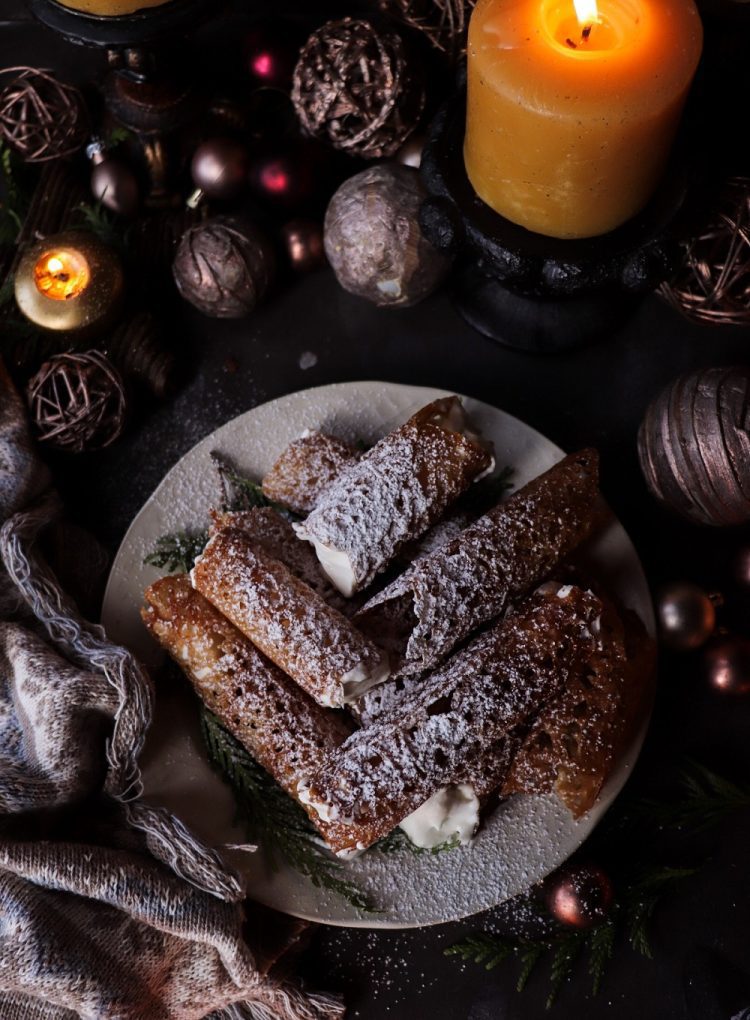 Festive Brandy Snaps with Brandy Whipped Cream