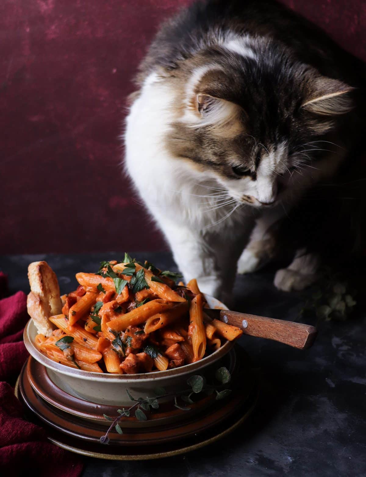 Creamy Tomato Ham Pasta (Pasta al Baffo)
