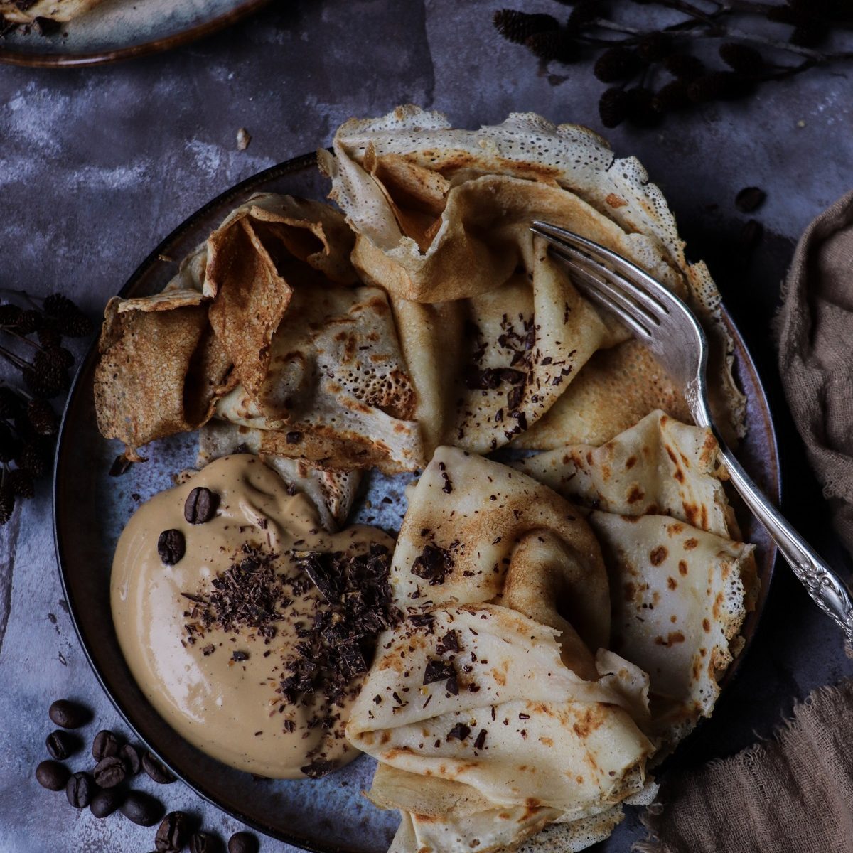 Crêpes with Dulce de Leche, Mascarpone, and Coffee Sauce