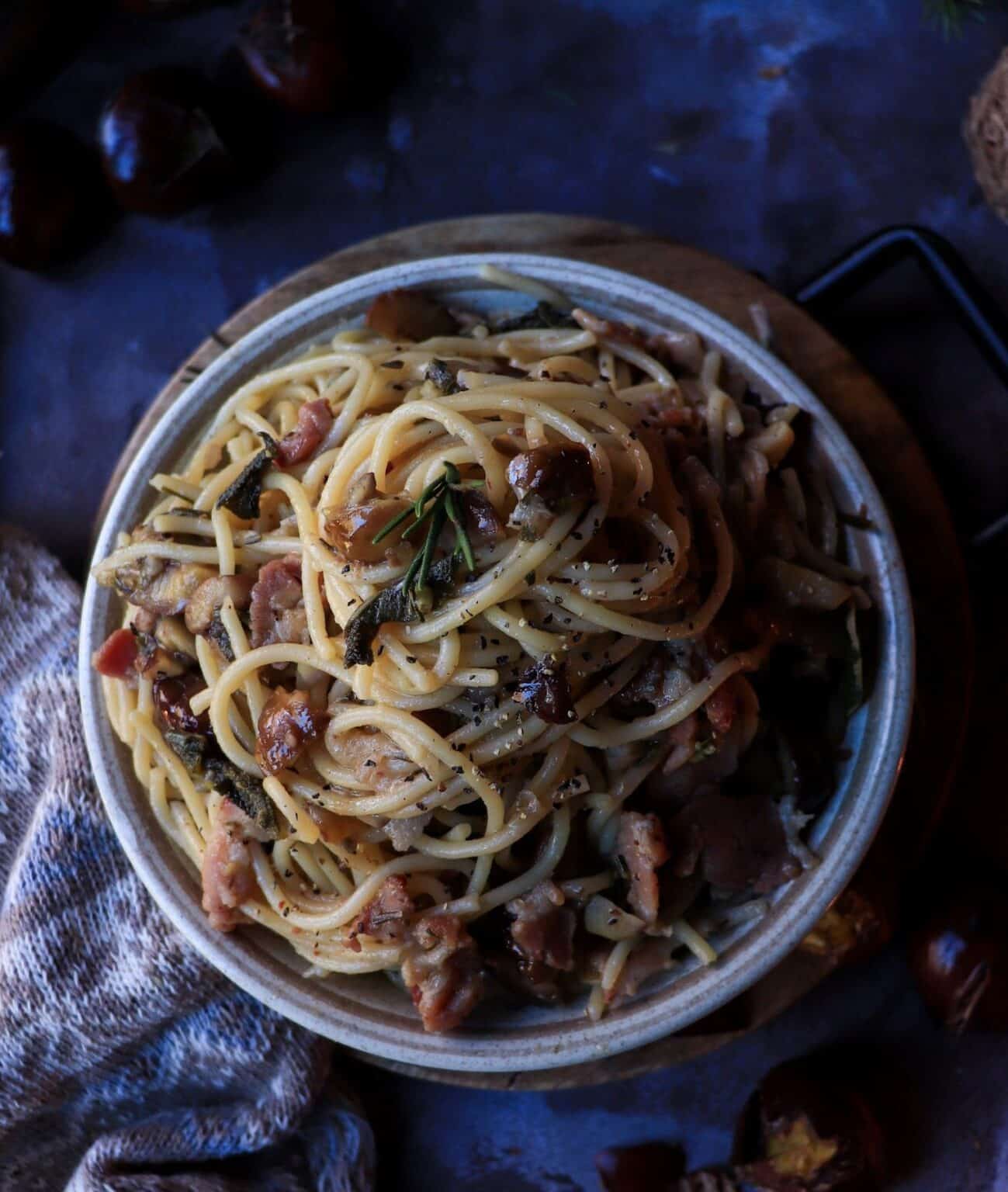 Festive Chestnut and Bacon Pasta for Your Holiday Dinner