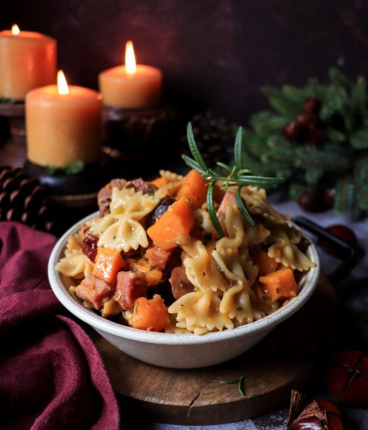 Festive Pasta with Butternut Squash and Chestnuts