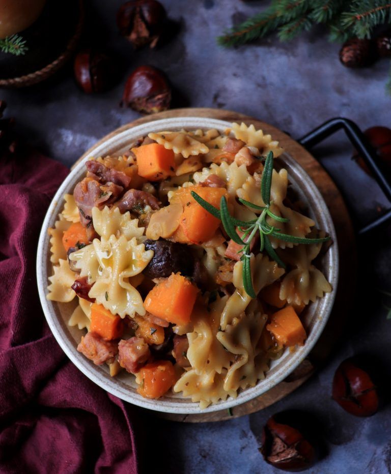 Festive Pasta with Butternut Squash and Chestnuts
