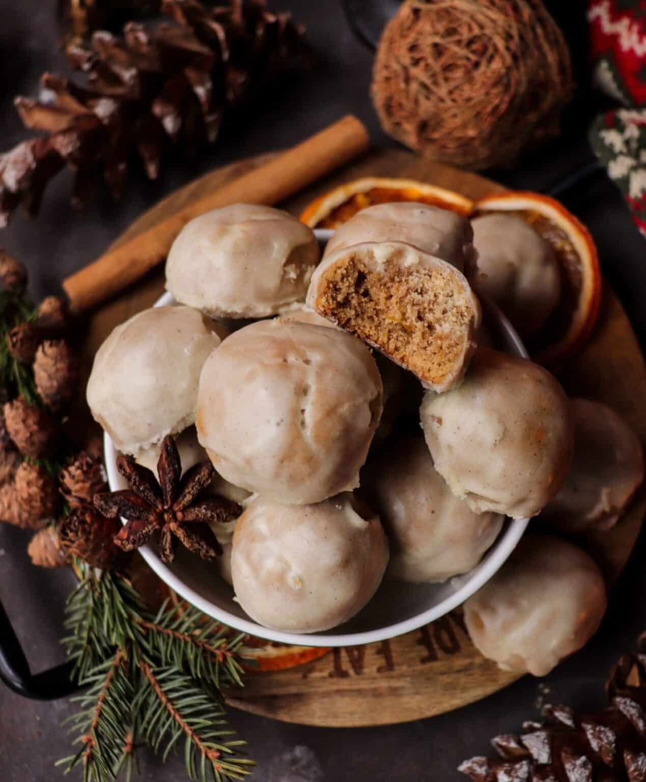Soft Ginger Christmas Cookies with Orange Clove Glaze