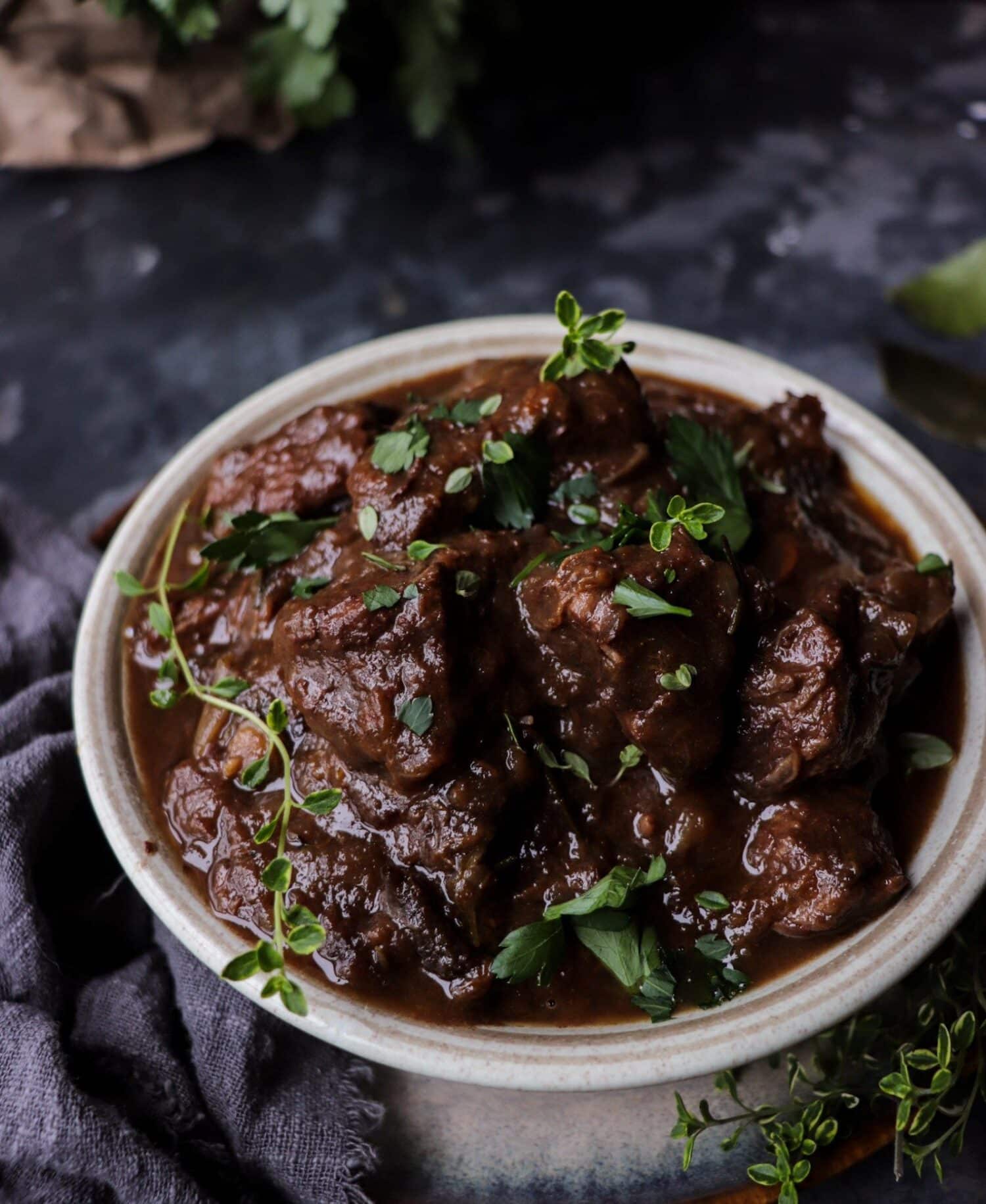 Beef Stew with Red Wine and Prunes - Rich and Comforting