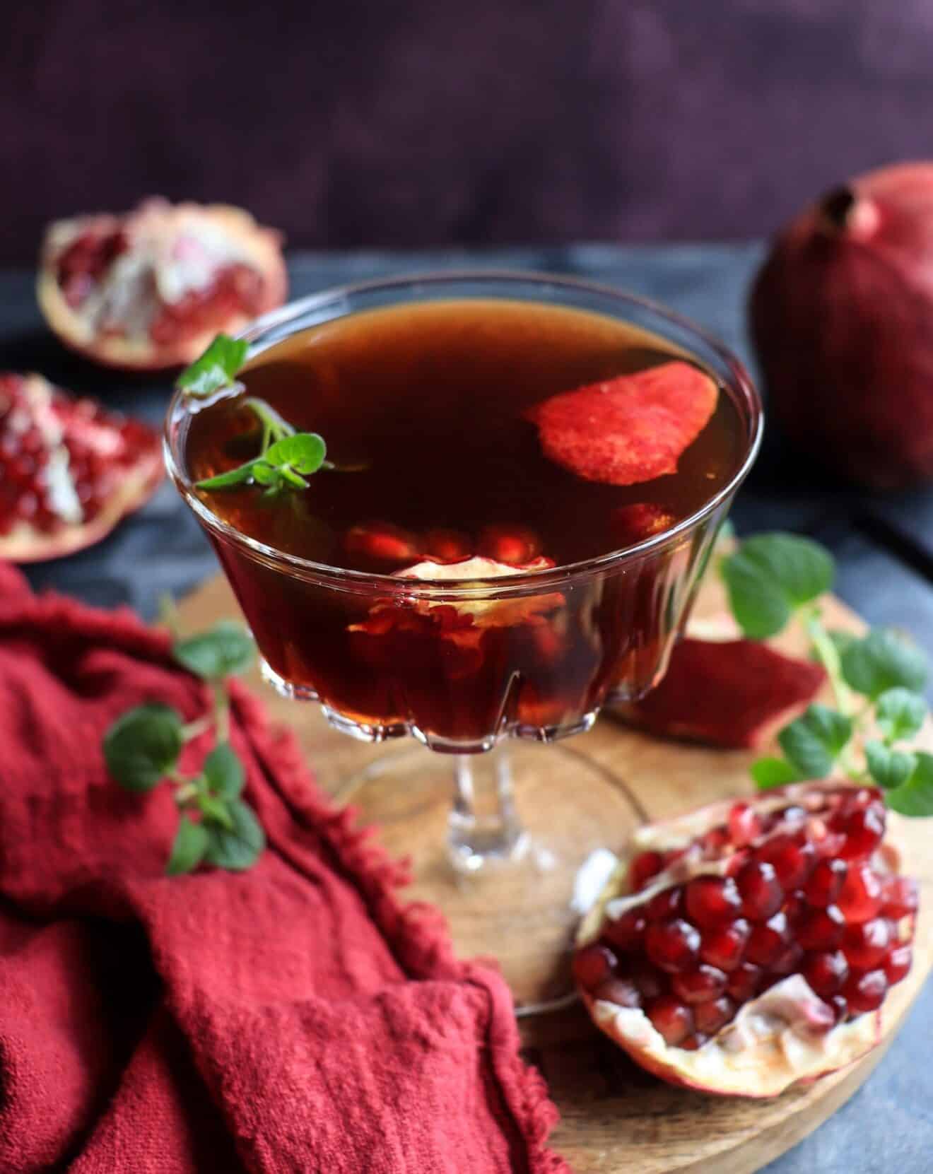 Pomegranate Brandy Cocktail - Elegant Winter Martini