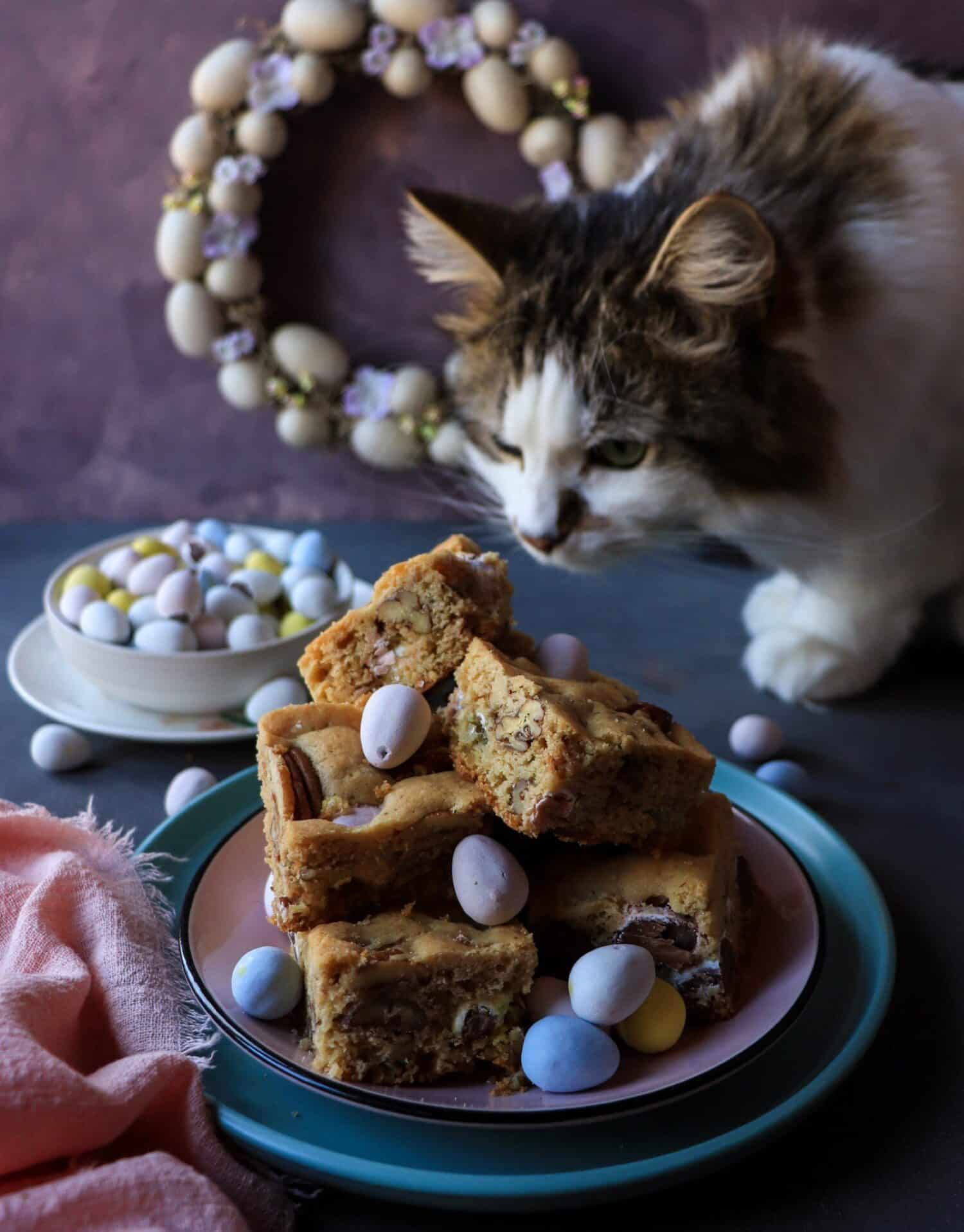 Easter Blondies with Eggies and Pecans