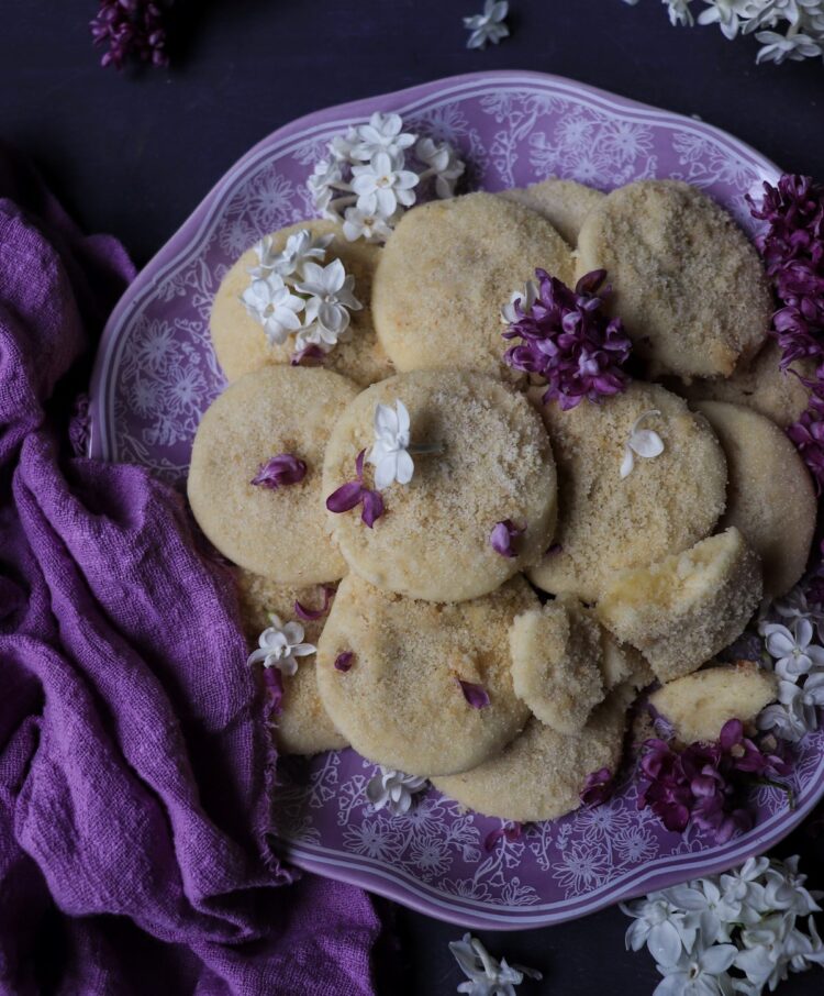 Lilac Sugar Shortbread Cookies (Coated in Lilac Sugar)