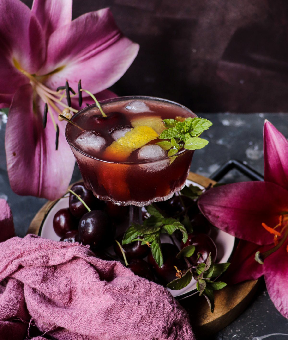 Cherry Lemon Amaretto Cocktail - Bright and Refreshing