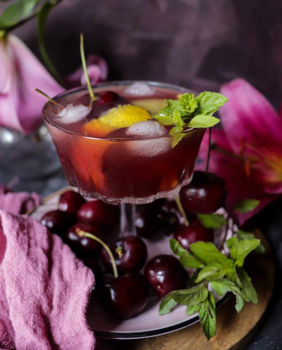Cherry Lemon Amaretto Cocktail - Bright and Refreshing
