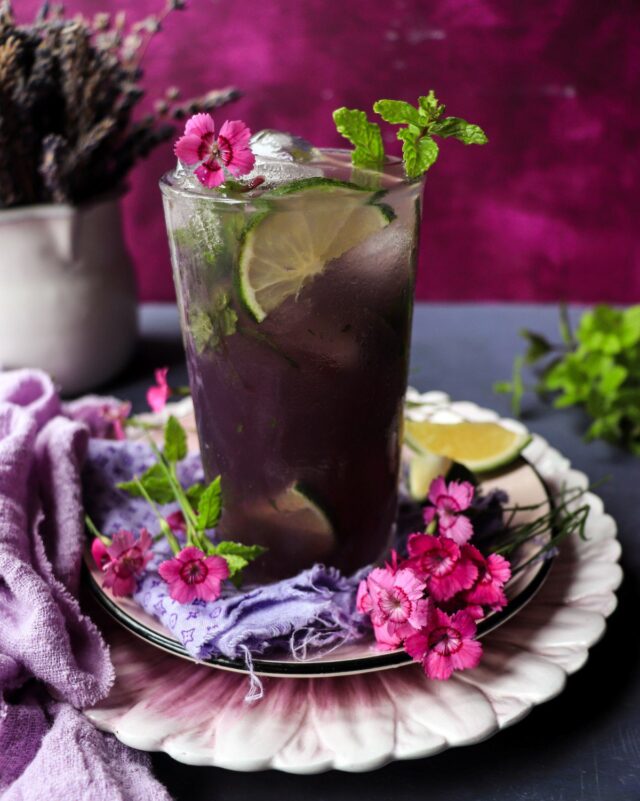 Violet Mojito Cocktail (with Crème de Violette)