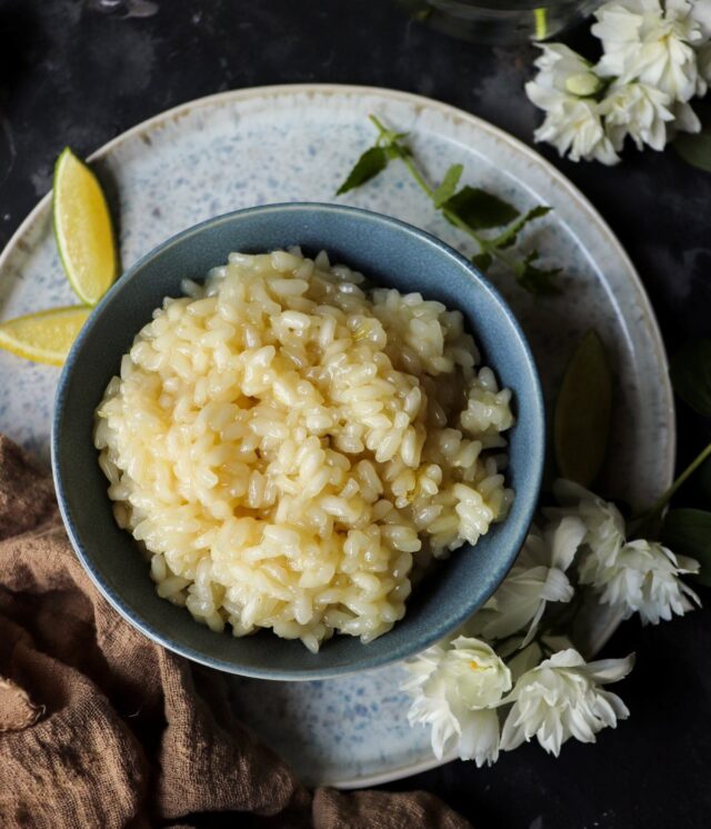 Dessert Lemon Risotto with Limoncello and White Chocolate