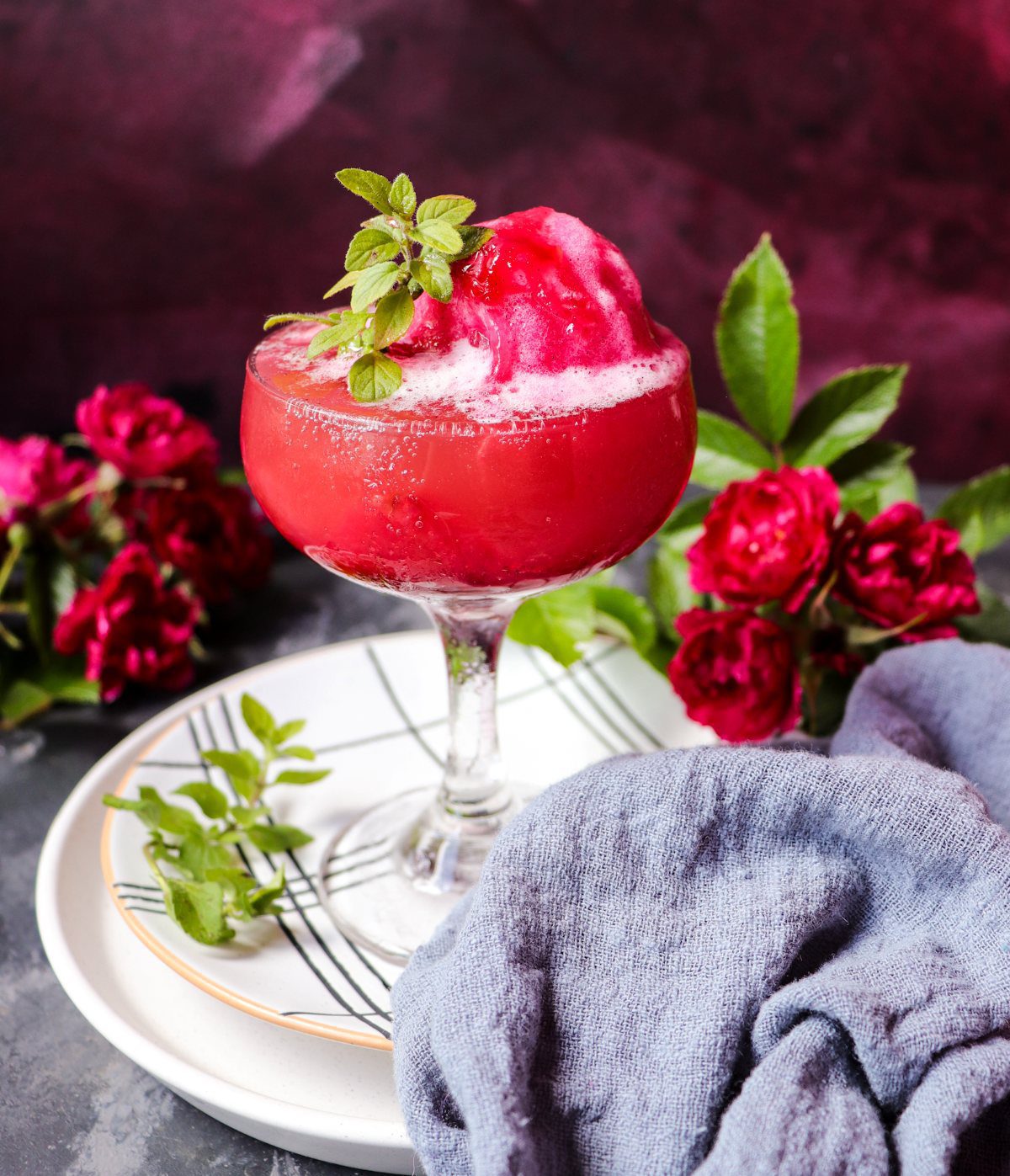 Rose Sorbet - A Delicate Floral Dessert with Real Rose Petals