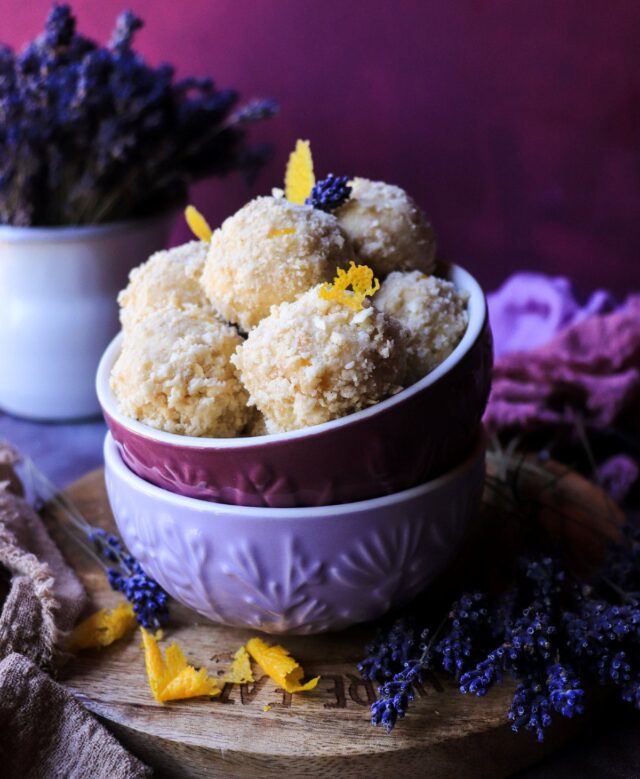 Lavender Lemon Wafer Truffles with White Chocolate