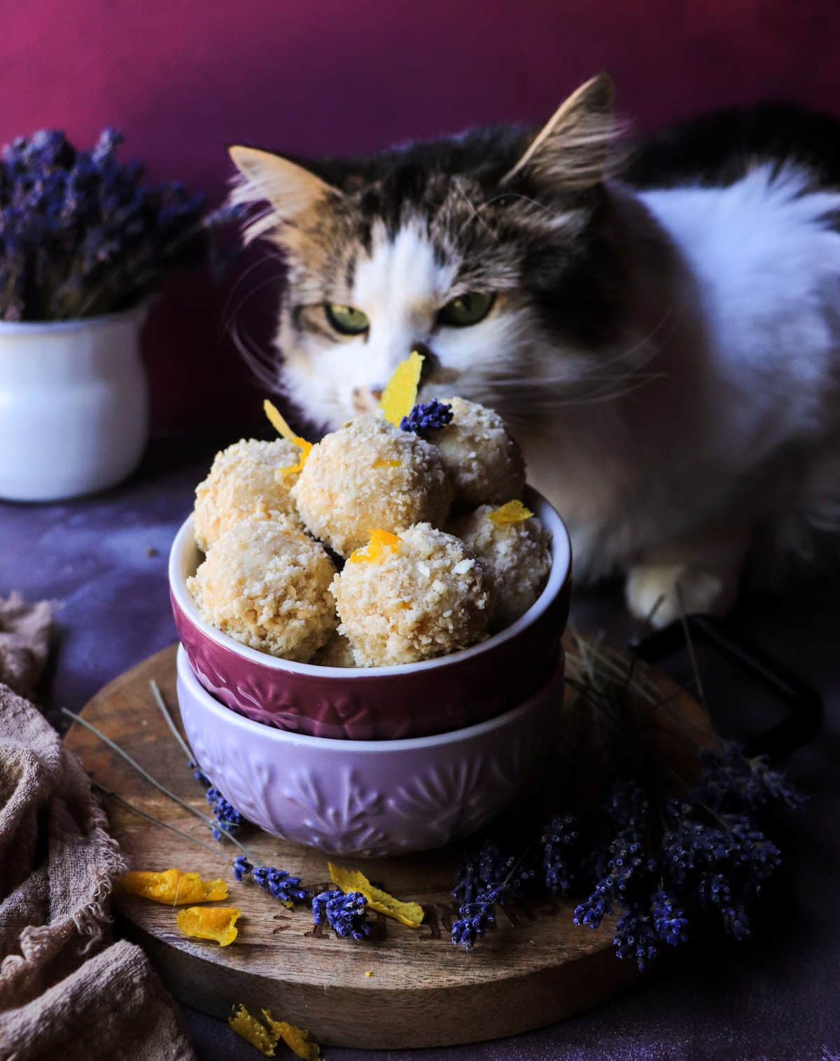 Lavender Lemon Wafer Truffles with White Chocolate
