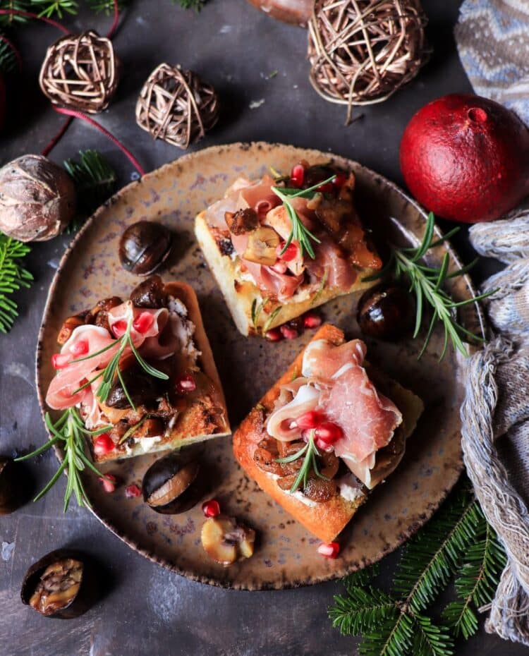 Caramelized Onion Chestnut Bruschetta