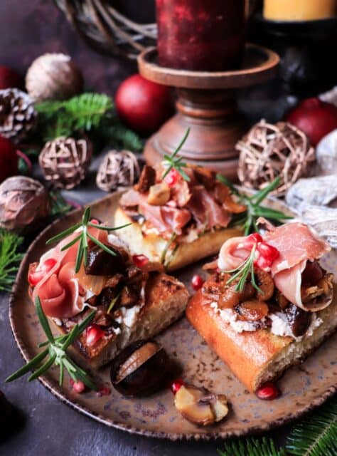 Caramelized Onion Chestnut Bruschetta
