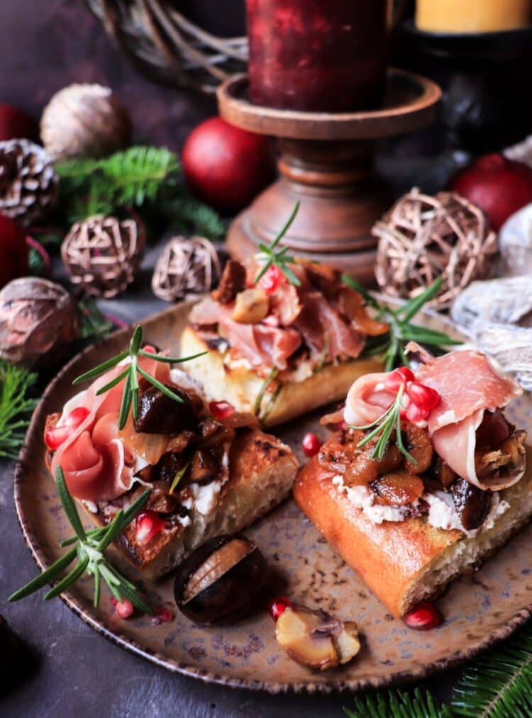 Caramelized Onion Chestnut Bruschetta