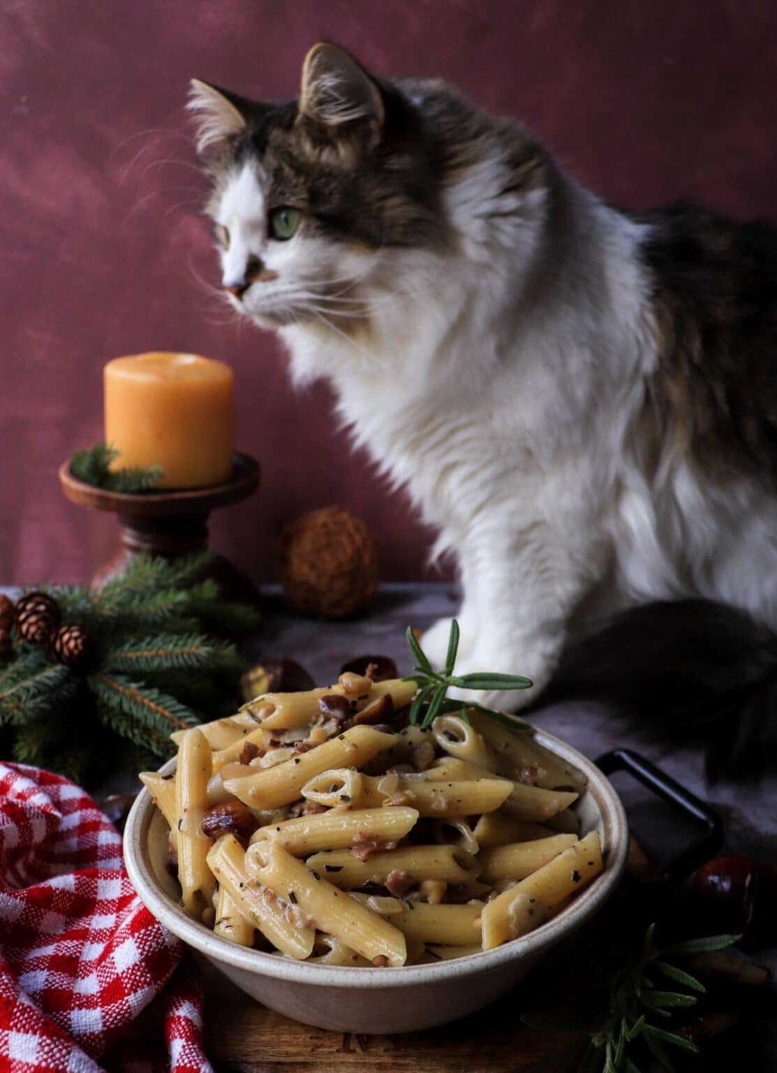 Creamy Chestnut Pasta with Prosciutto, Rosemary, and Nutmeg