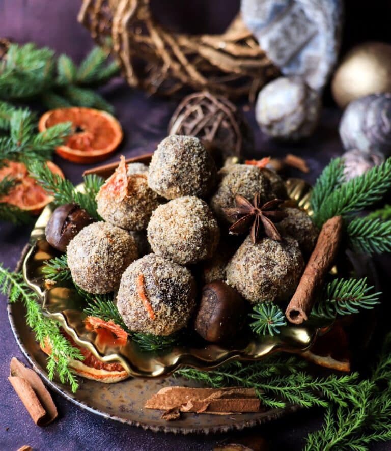 Date Chestnut Bliss Balls with Clove and Orange