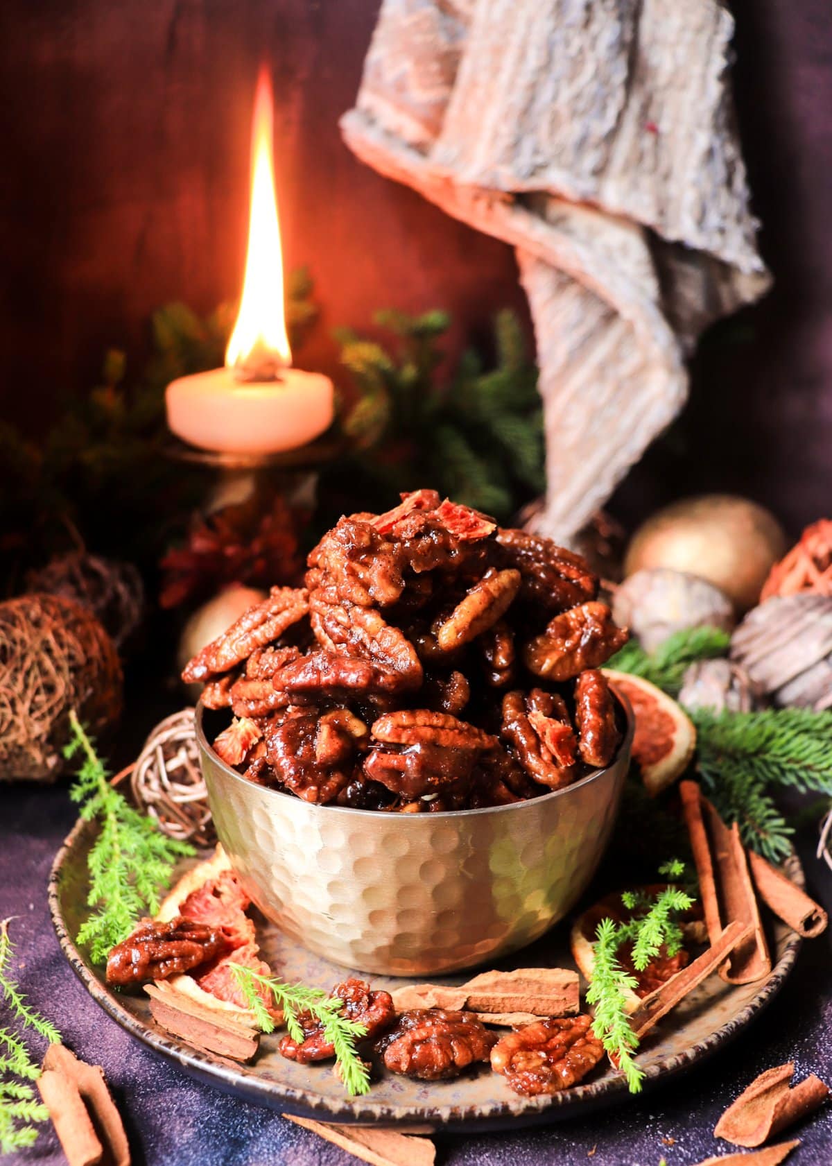 Festive Toffee Orange Brandy Pecans - Easy Stovetop Recipe for the Holidays