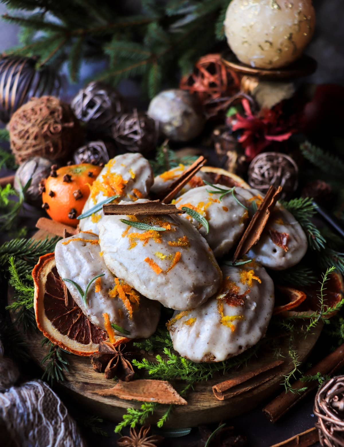 Spiced Orange Madeleines with Brandy Glaze