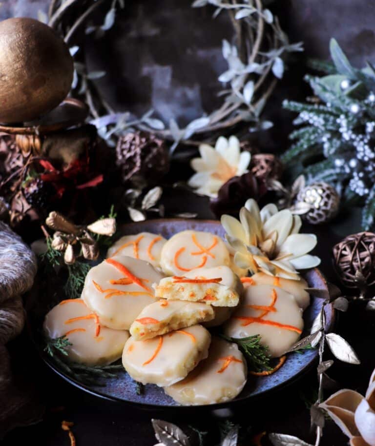 Clementine Shortbread Cookies with Brandy Glaze