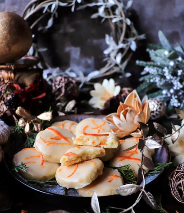 Clementine Shortbread Cookies with Brandy Glaze