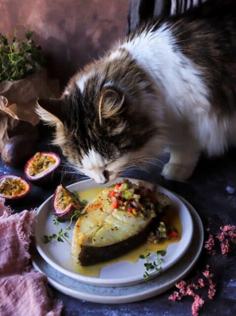 One-Pan Halibut with Passion Fruit Salsa