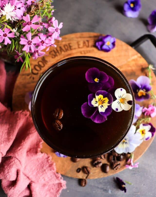 Violet Coffee Cocktail with Dark Rum and Crème de Violette