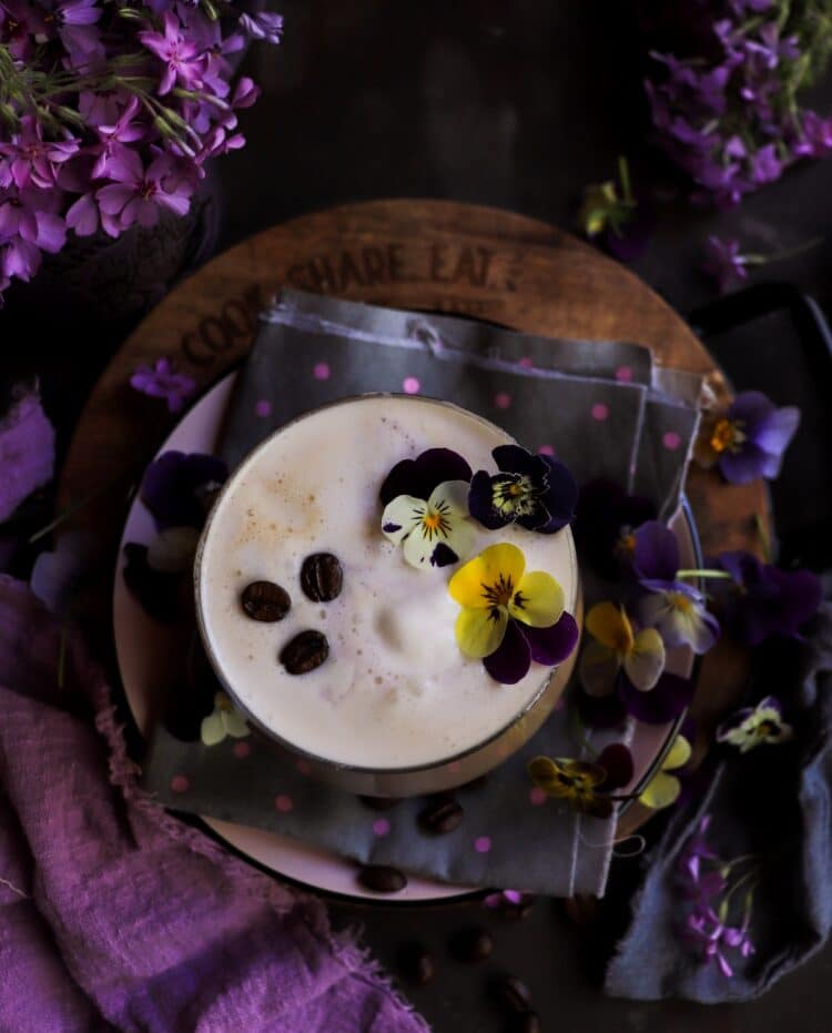 Violet Iced Coffee with Ice Cream and Crème de Violette